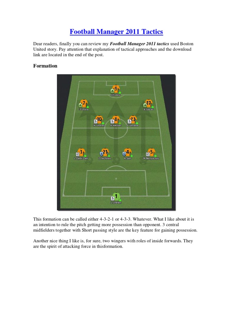 Football Manager 2011 Tactics | PDF | Defender (Association Football ...