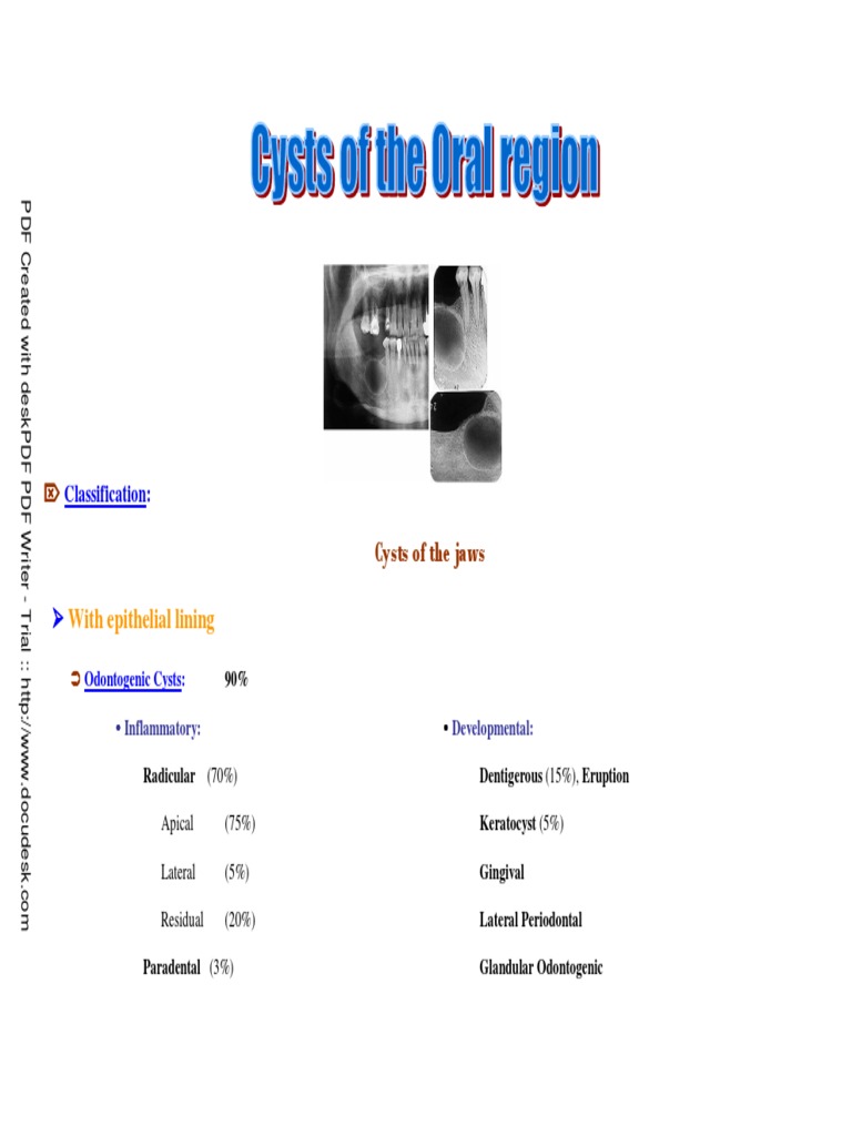 Jaw Cysts: Types, Symptoms, and Treatment | PDF | Epithelium | Mouth