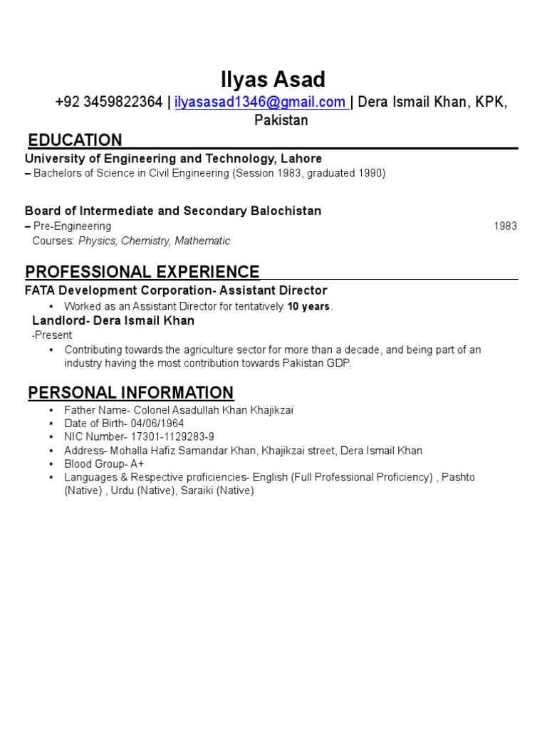 Ilyas-Asad CV | PDF