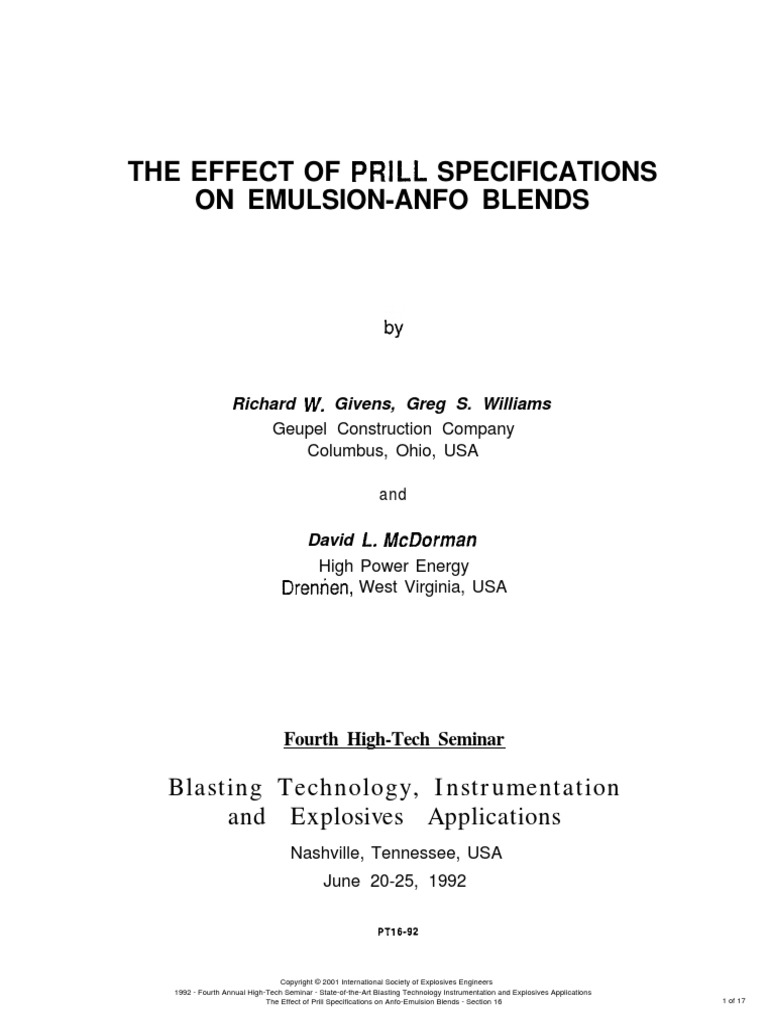 The Effect of Prill Specifications On Emulsion-ANFO Blends | PDF ...