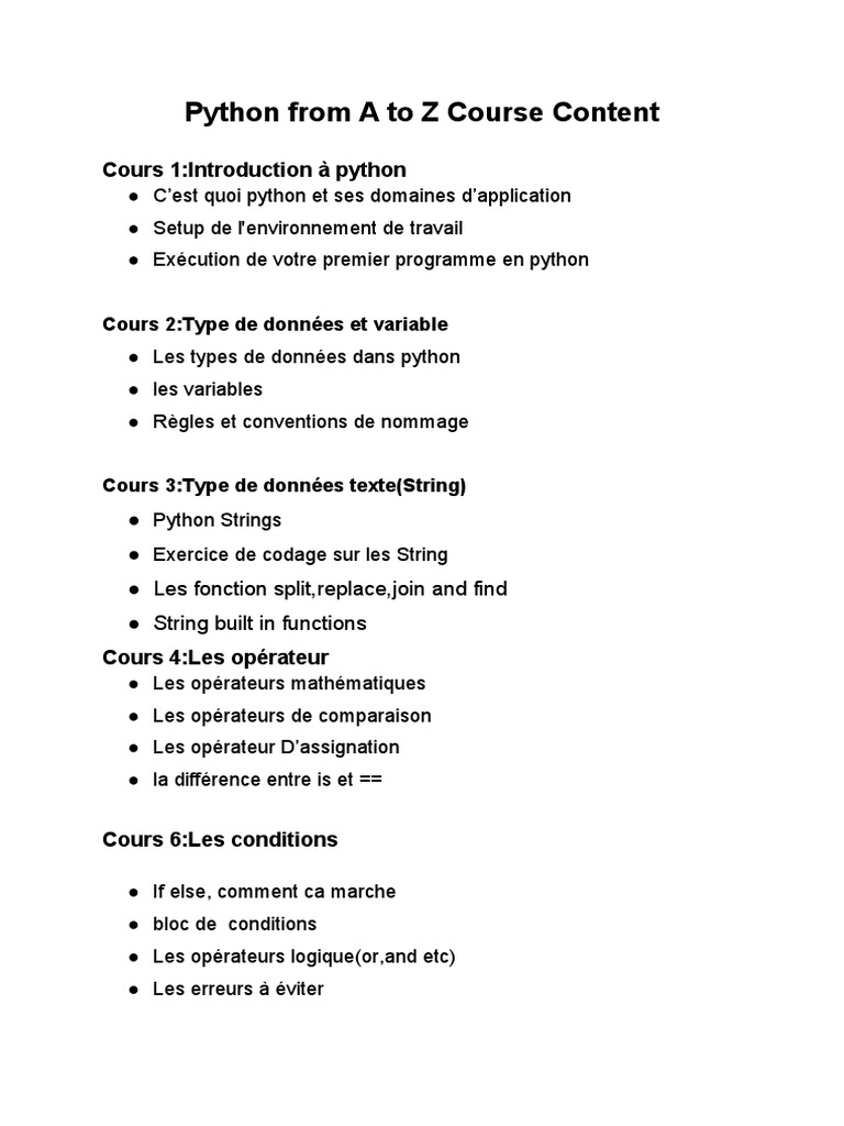Cours Complet Python: De Débutant à Avancé | PDF | Python (Langage de ...