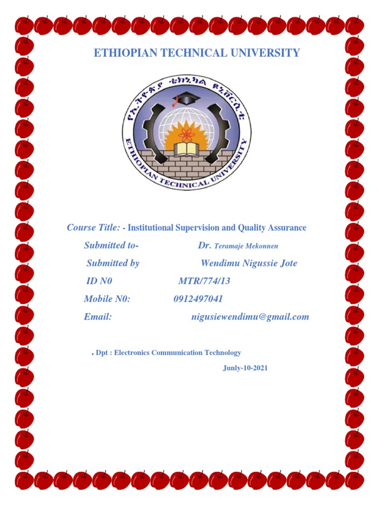 Quality Assurance Manual for Agarfa TVET College: Ensuring Relevant ...