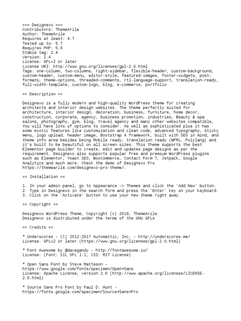 Readme | Download Free PDF | Word Press | Software Engineering