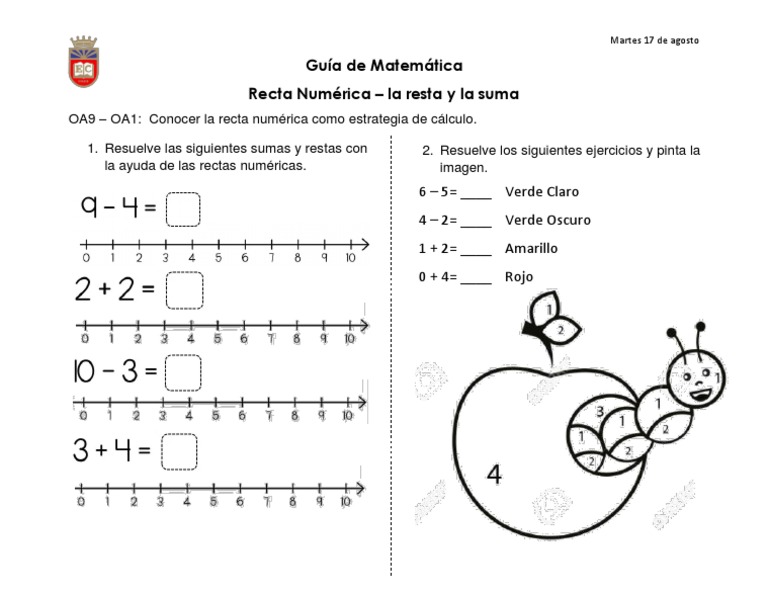 Guía Recta Numérica - La Resta y La Suma | PDF