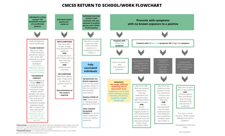 CMCSS Return To Work/School Flowchart | PDF | Symptoms And Signs ...