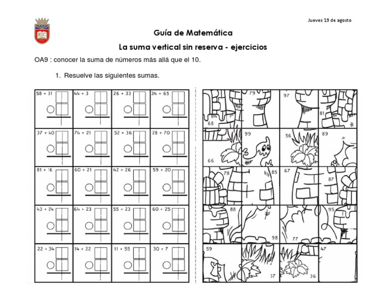 Guía de Sumas Verticales Sin Reserva | PDF