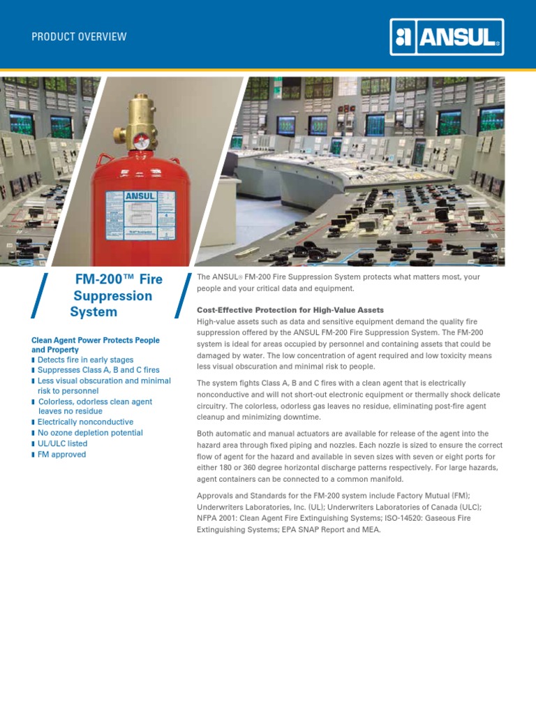 FM-200™ Fire Suppression System: Product Overview | PDF | Firefighting ...