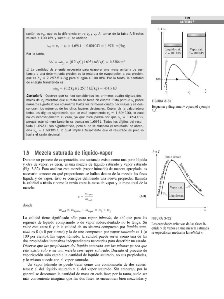 Mezcla Saturada de Liquido Vapor | PDF | Fase (materia) | Vapor