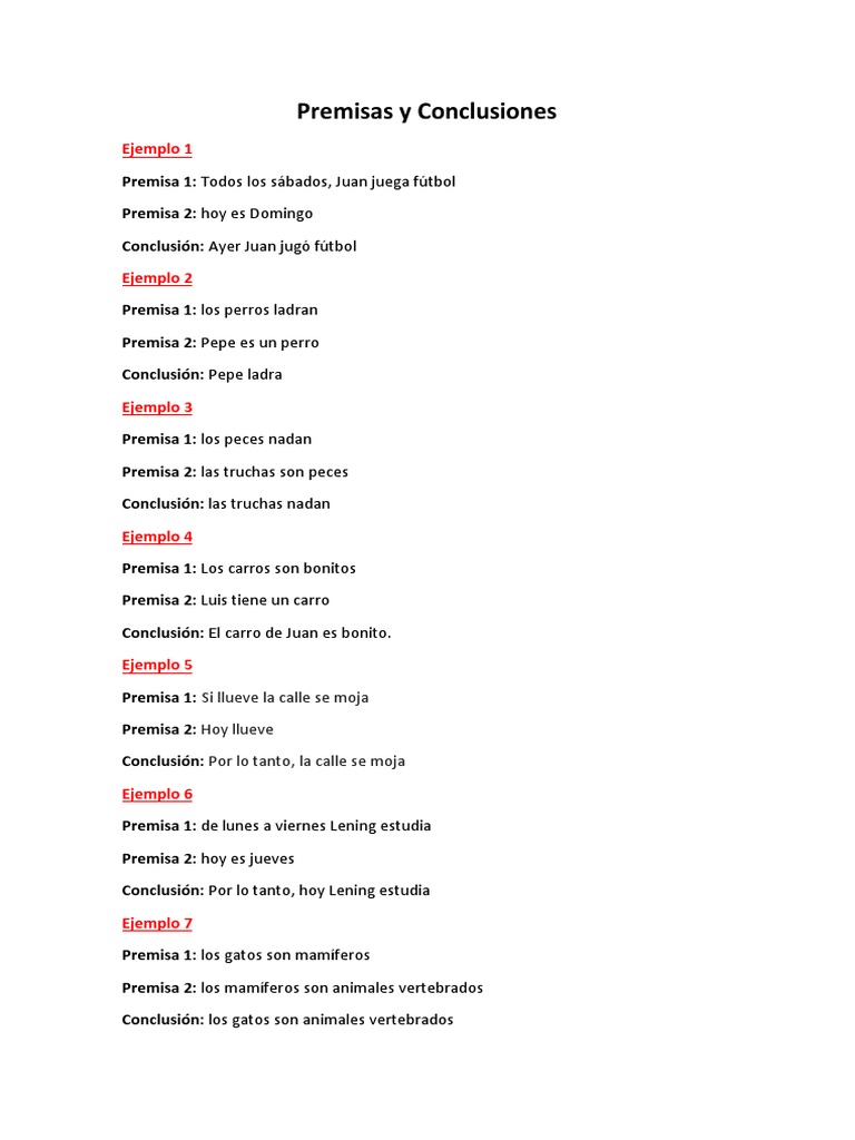 Premisas y Conclusiones | PDF
