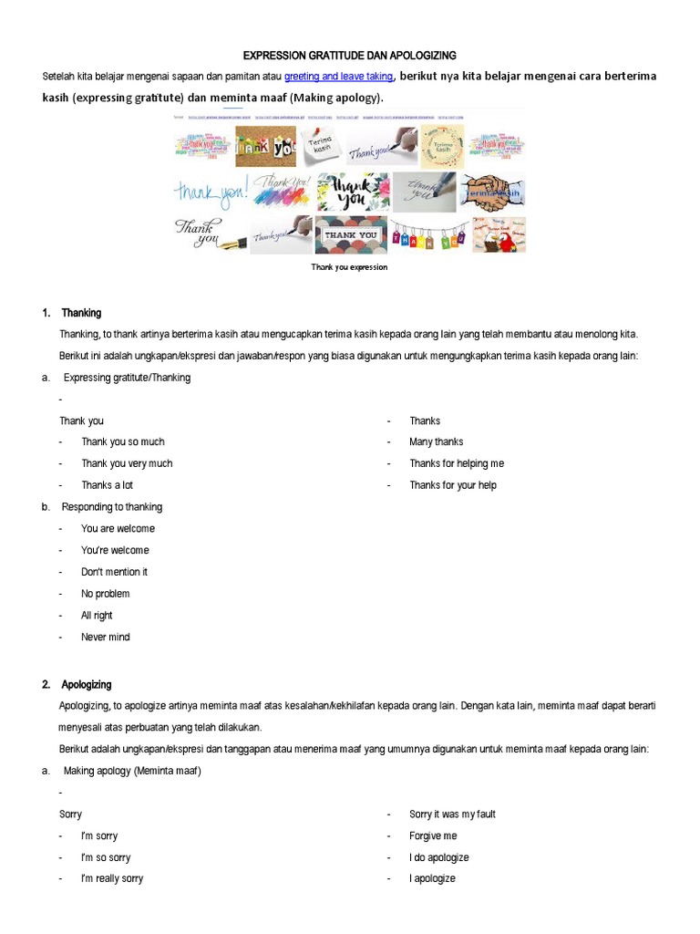 Expressing Gratitude and Apologizing | PDF