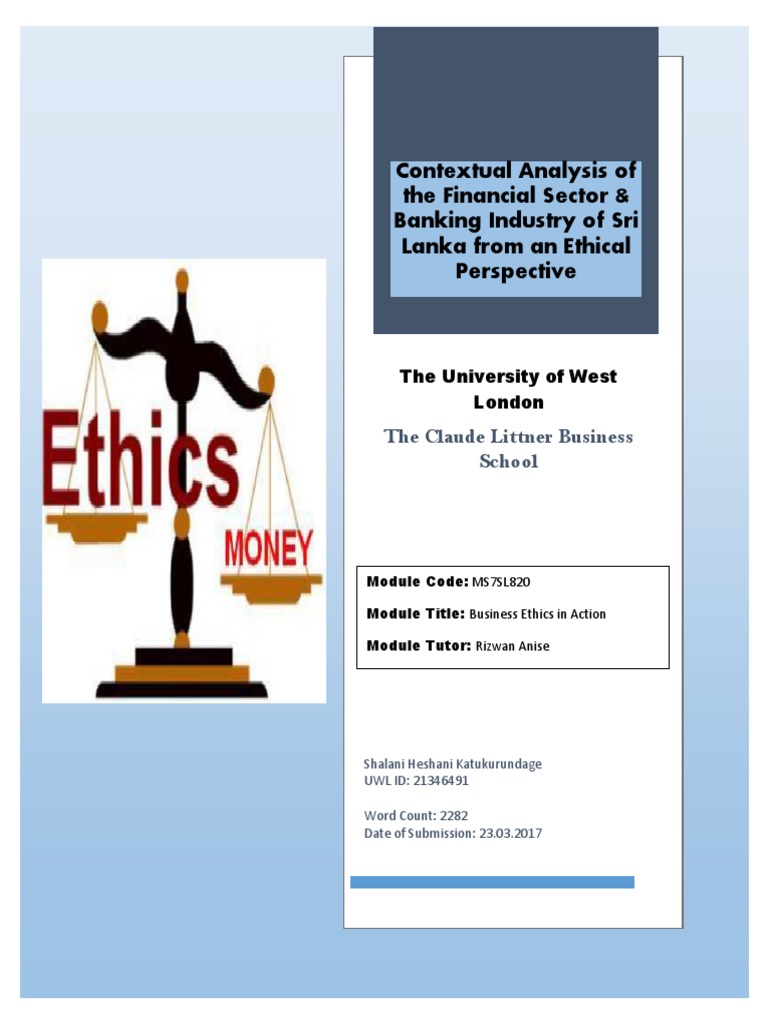 Is of The Finance Banking Sector From An Ethical Perspective | PDF ...