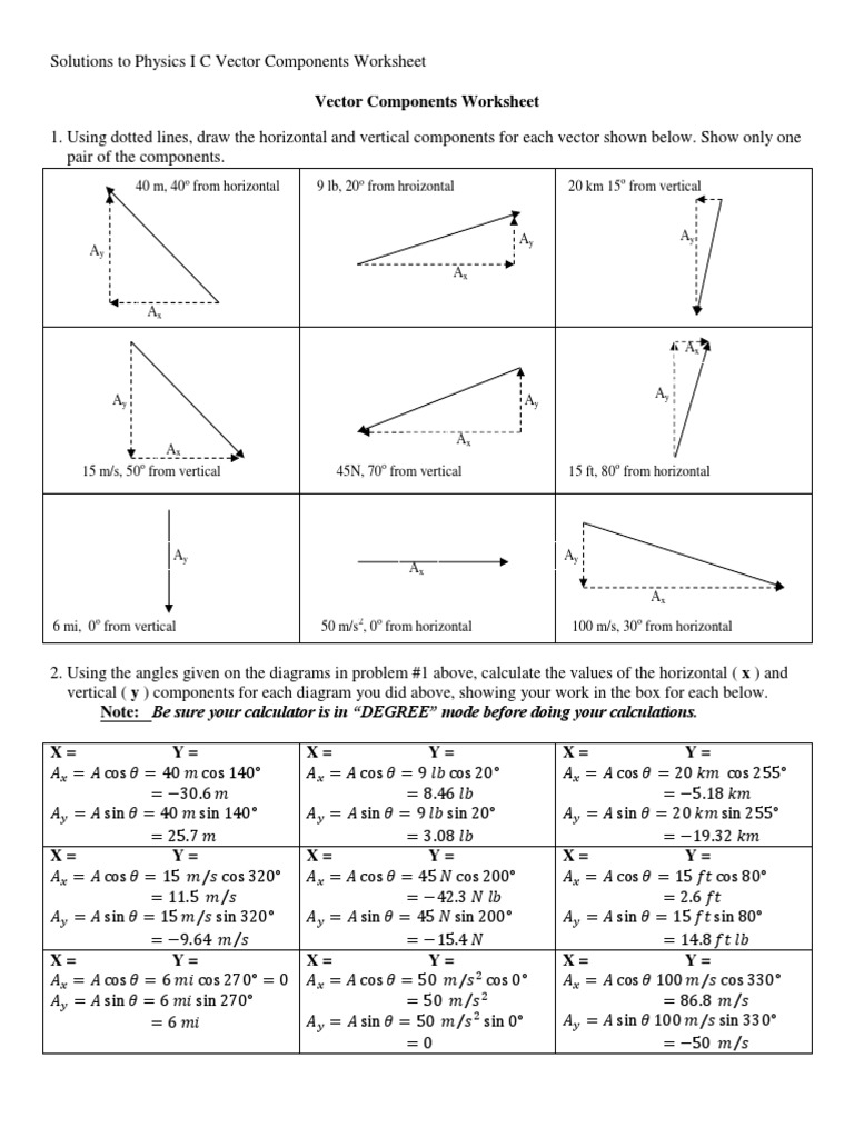 Solutions To Physics I C Vector Worksheet I | PDF | Trigonometric ...