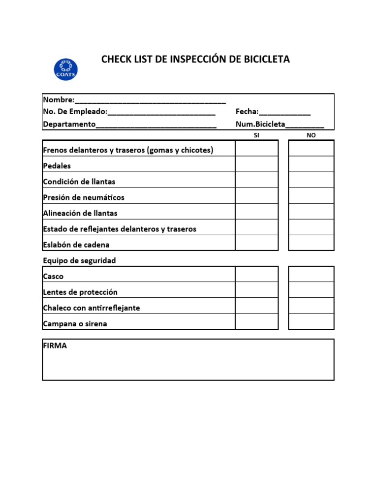 Check List Motocicleta y Bicicleta | PDF