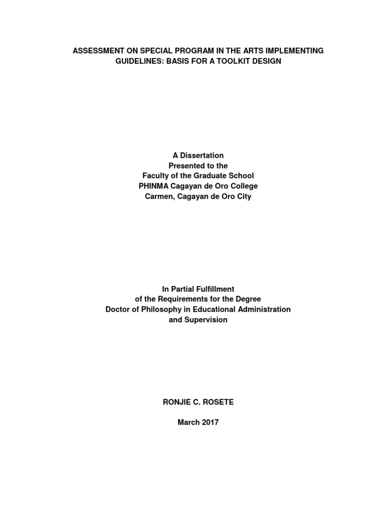 Assessment On Special Program in The Art | PDF | Teachers | Educational ...