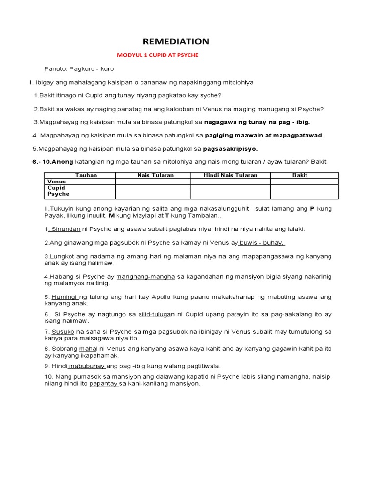 Remediation For Grade 10 | PDF