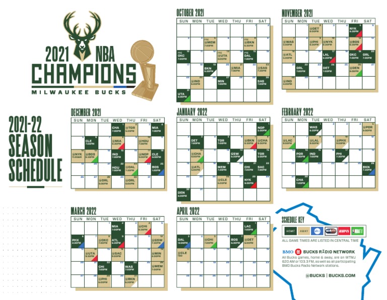 2021-22 Milwaukee Bucks Schedule | PDF | Milwaukee
