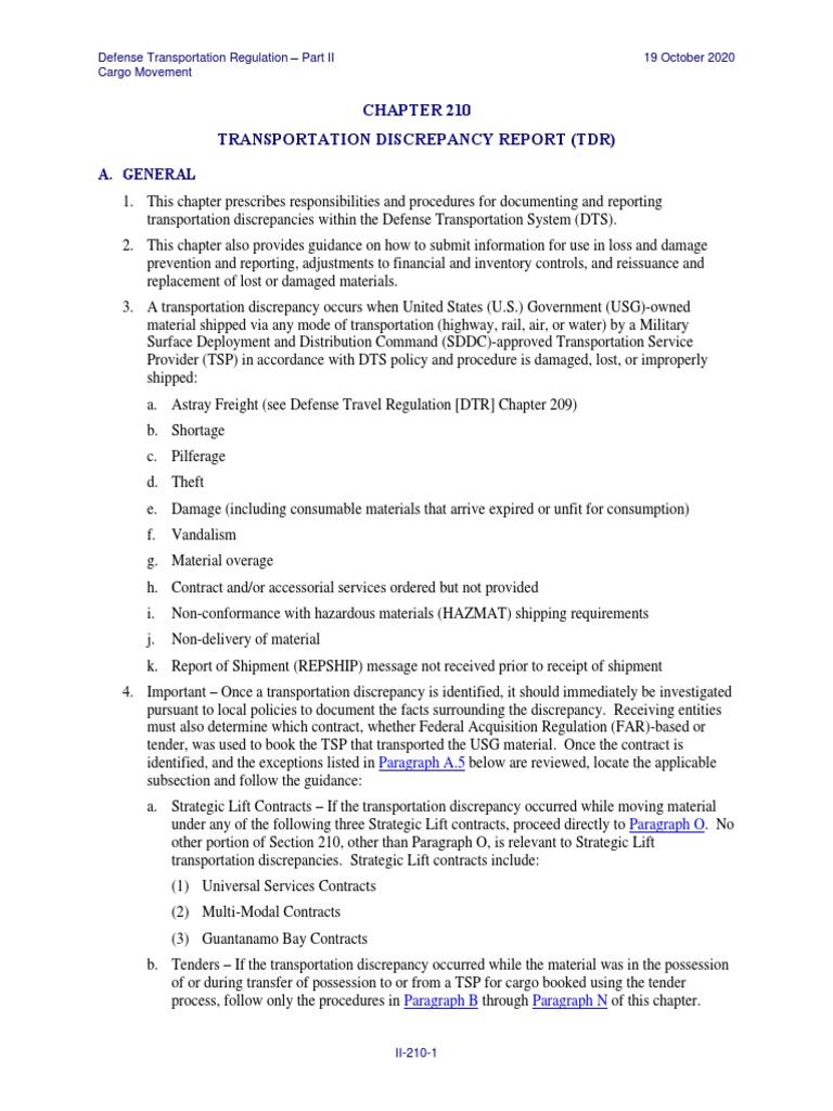 Transportation Discrepancy Report (TDR) | Download Free PDF | Cargo ...