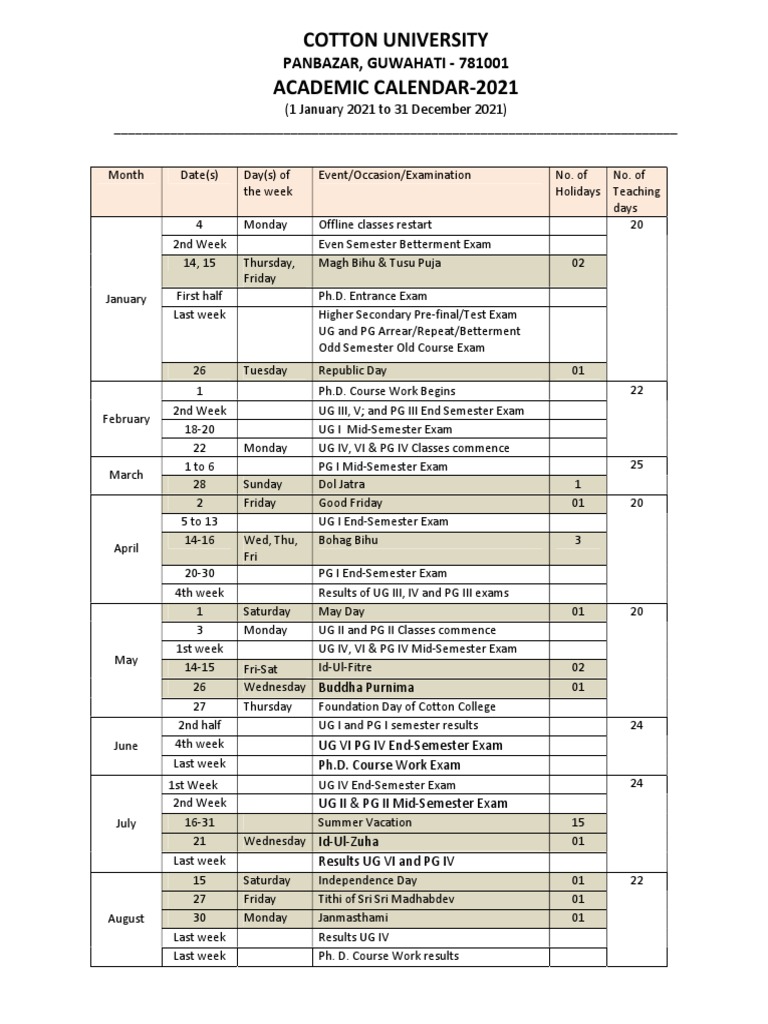 Academic Calendar 2021 | PDF | Academic Term | Schools