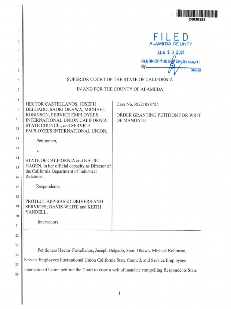Castellanos vs. State of California Writ of Mandate Granted | PDF