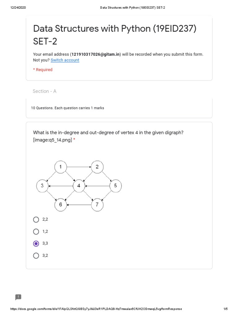 Data Structures With Python (19EID237) SET-2 | Download Free PDF ...