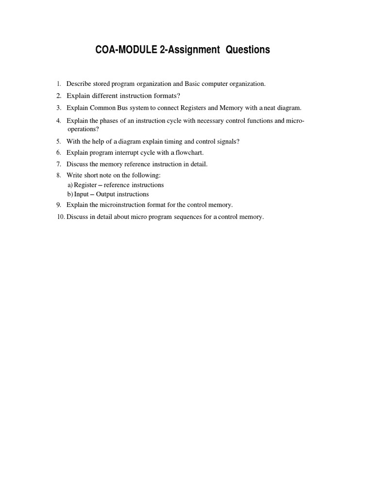 COA-MODULE 2-Assignment Questions: 2. Explain Different Instruction Formats? 3 | PDF