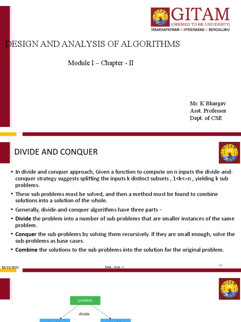 Design And Analysis Of Algorithms Module I Chapter Ii Pdf Computer Science Algorithms