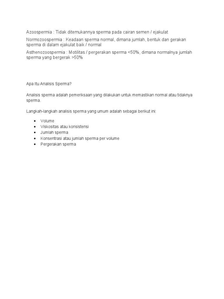 Analisis Sperma: Jenis dan Prosedur | PDF | Kesehatan Holistik
