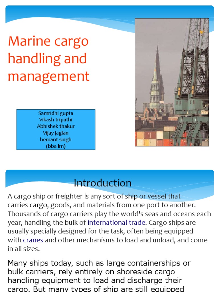Marine Cargo Handling and Management: Samridhi Gupta Vikash Tripathi ...