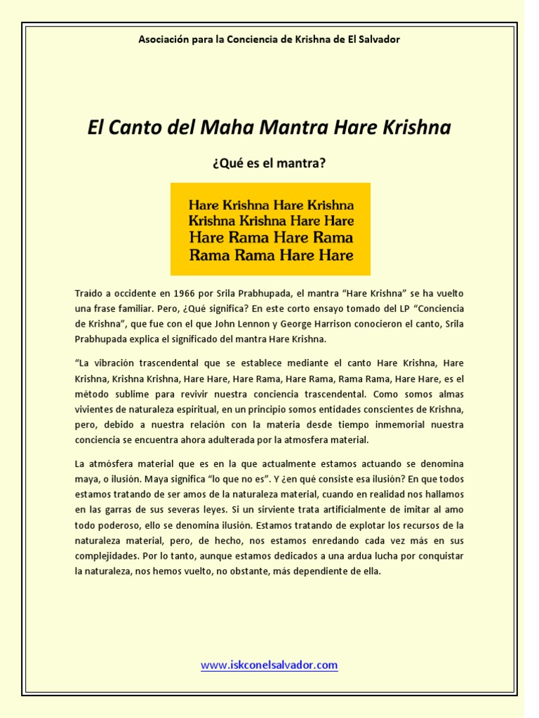 El Canto Del Maha Mantra Hare Krishna | PDF | Mente | Naturaleza