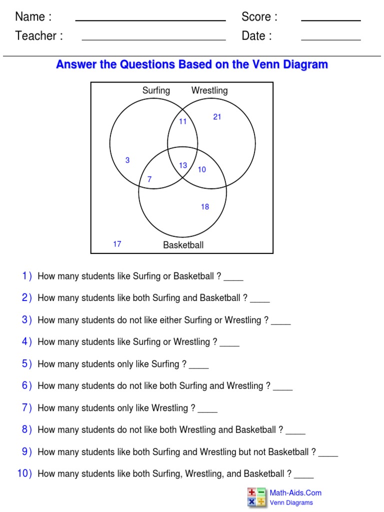 Answer The Questions Based On The Venn Diagram | PDF | Mathematical ...