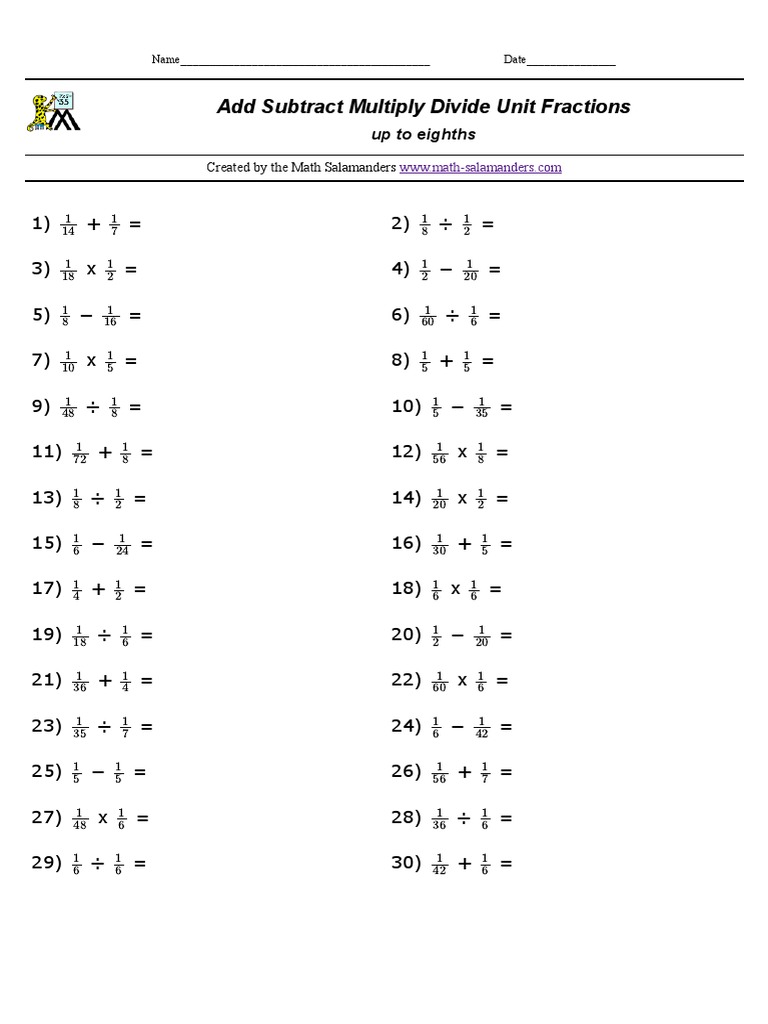 Fraction Operations Worksheet | PDF | Number Theory | Arithmetic