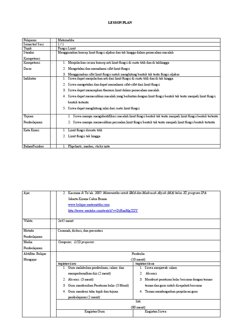 Lesson Plan Limit 1 | PDF