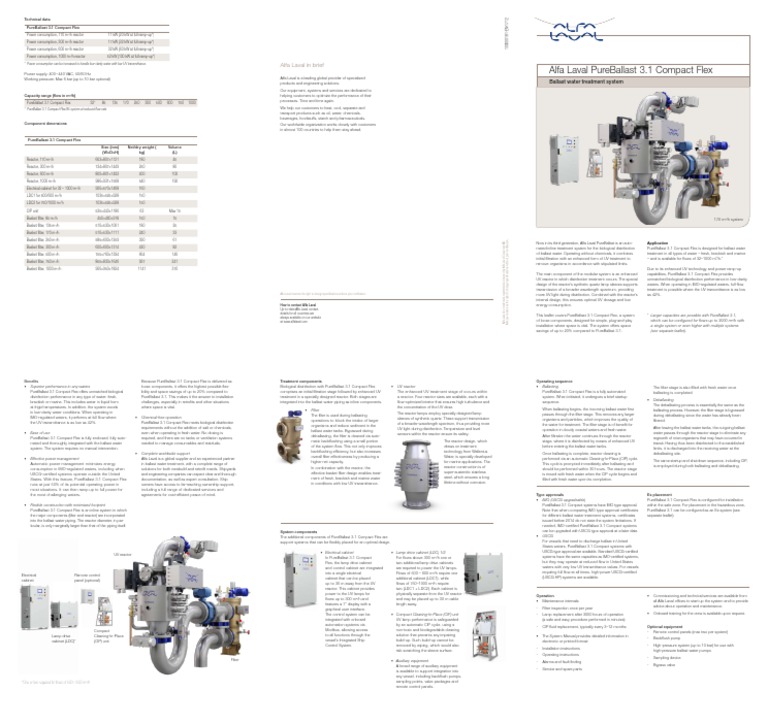 Alfa Laval PureBallast 3.1 Compact Flex | PDF | Water | Filtration