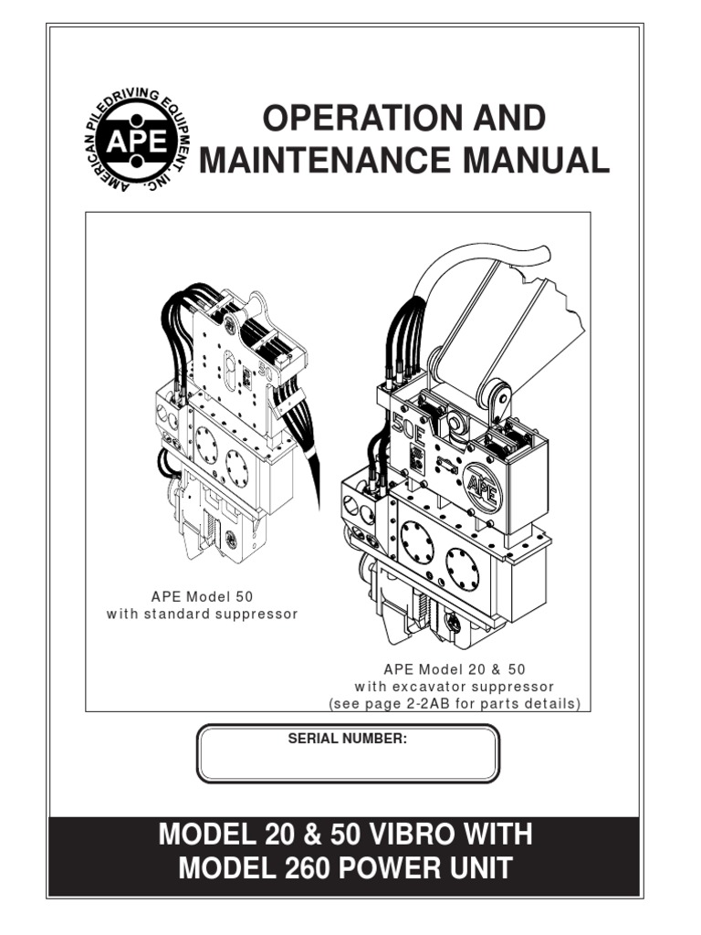 Operation and Maintenance Manual: Model 20 & 50 Vibro With Model 260 ...