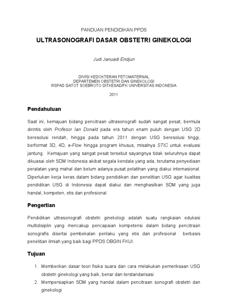 Panduan USG untuk PPDS OBGIN | PDF