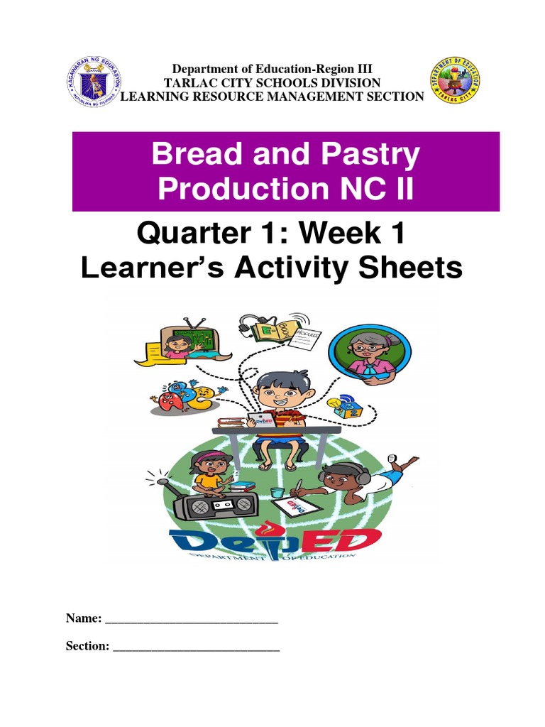 Bread and Pastry Production NC II: Quarter 1: Week 1 Learner's Activity ...
