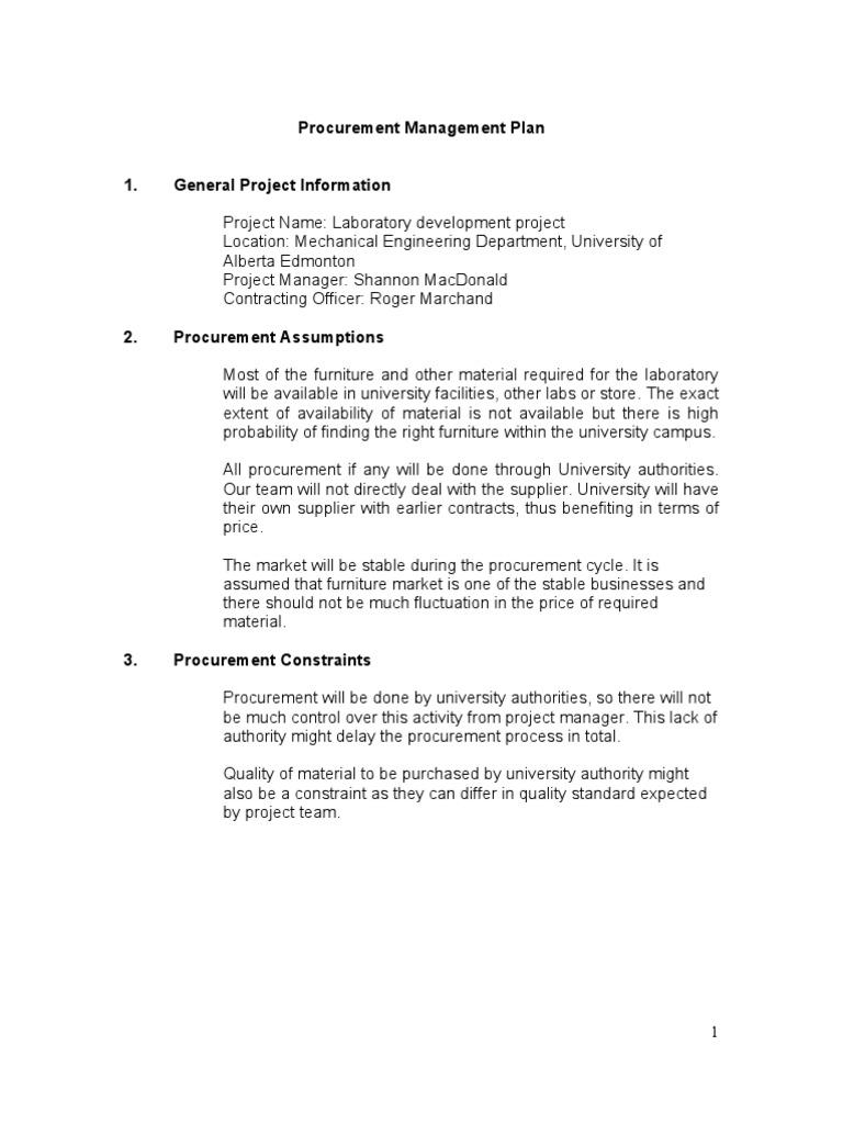 Procurement Management Plan 2 Pdf Procurement Laboratories