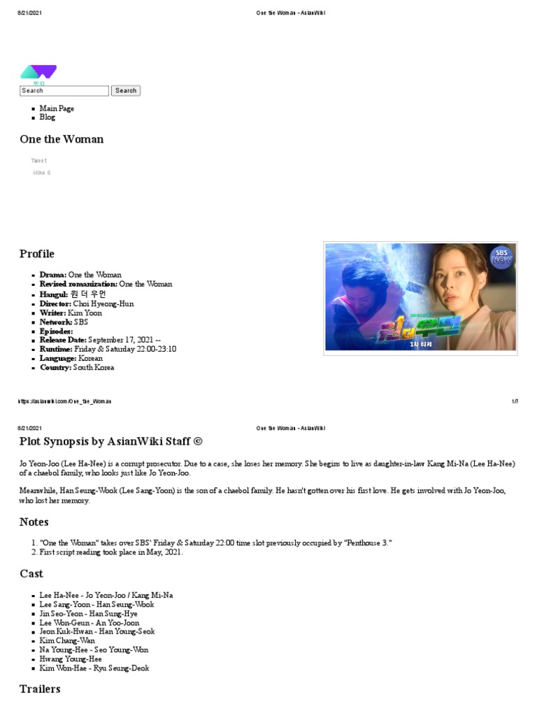 One The Woman - AsianWiki | PDF