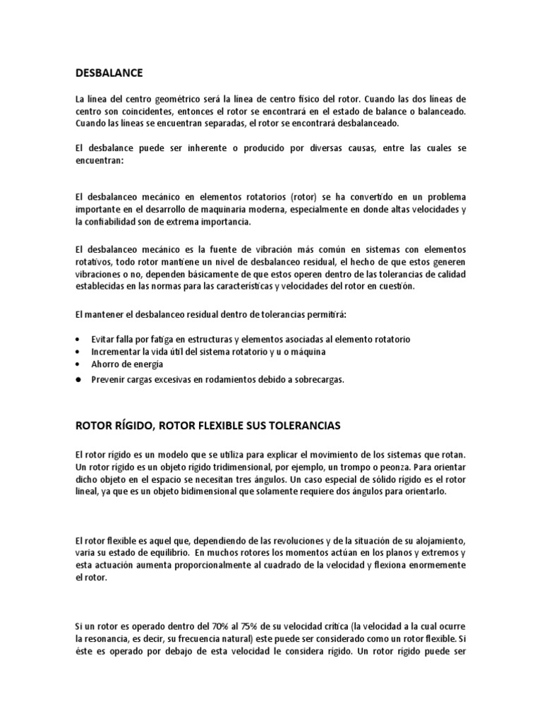 Rotor Rígido, Rotor Flexible Sus Tolerancias | PDF | Mecanica clasica ...