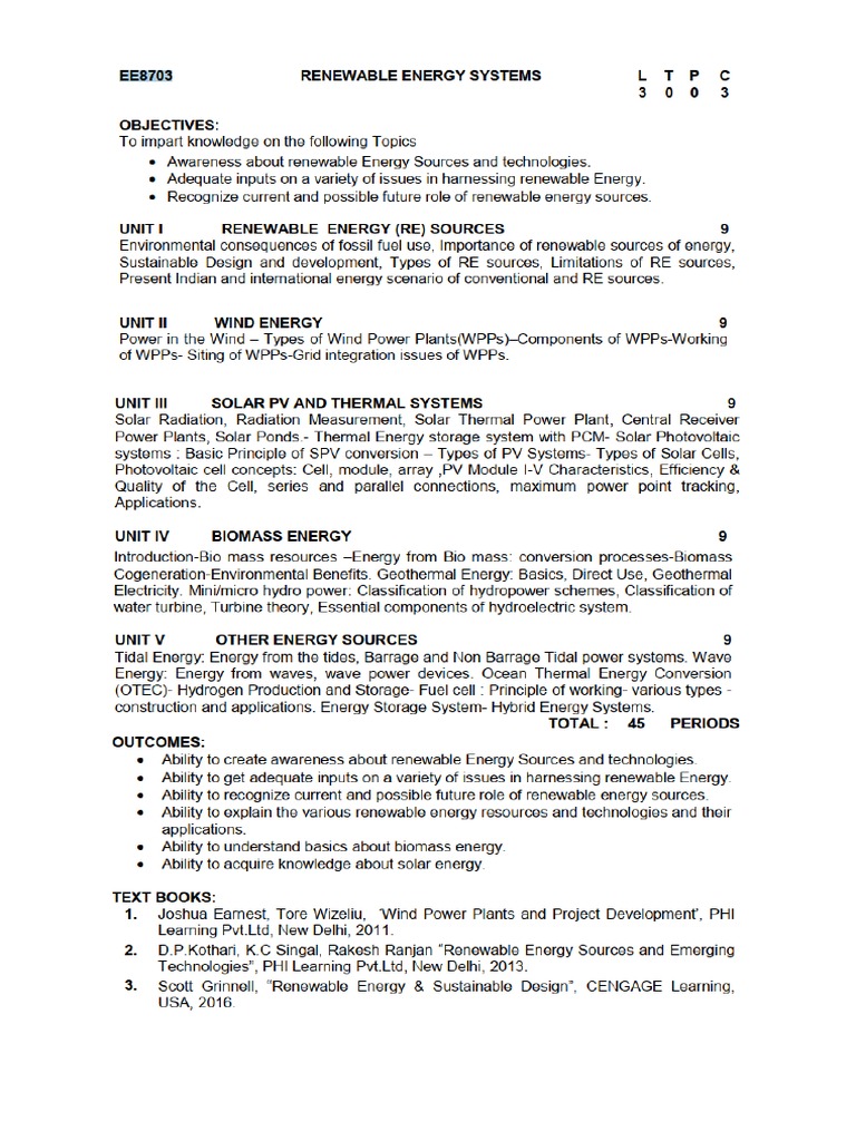 Ee8703 Res Syllabus | PDF