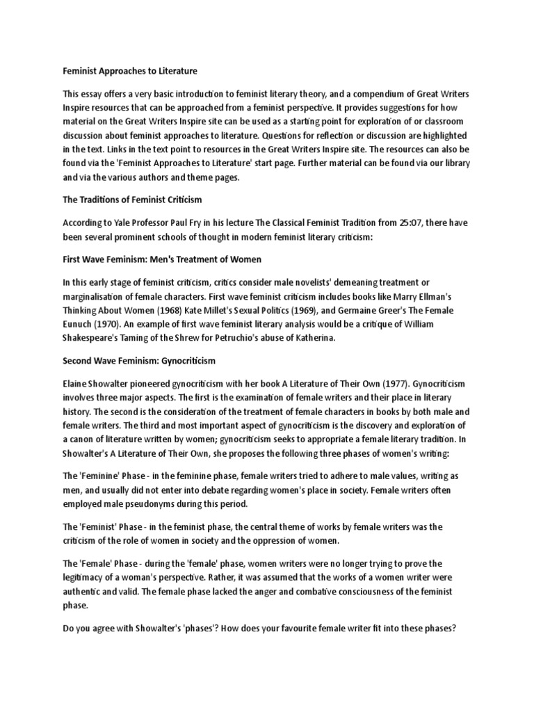 Exploring Feminist Approaches to Literature Through the Lens of Great ...