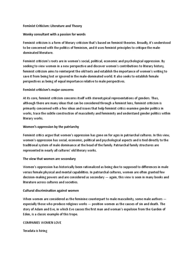 Feminist Criticism Literature and Theory | PDF | Gender Studies | Feminism