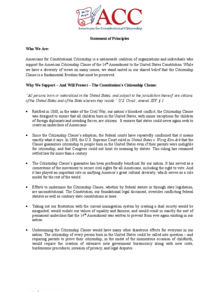 ACC Statement of Principles | PDF | United States Constitution ...