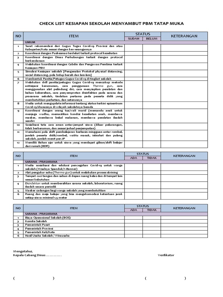 SOP Daftar Check List | PDF