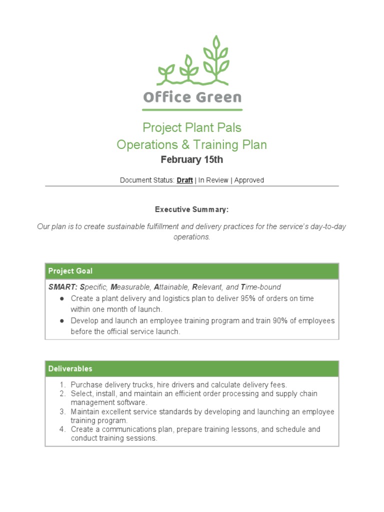 Plant Pals Operations Training Plan | PDF | Customer | Employment