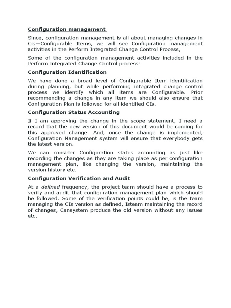 Configuration Management Essentials | PDF | Finance & Money Management