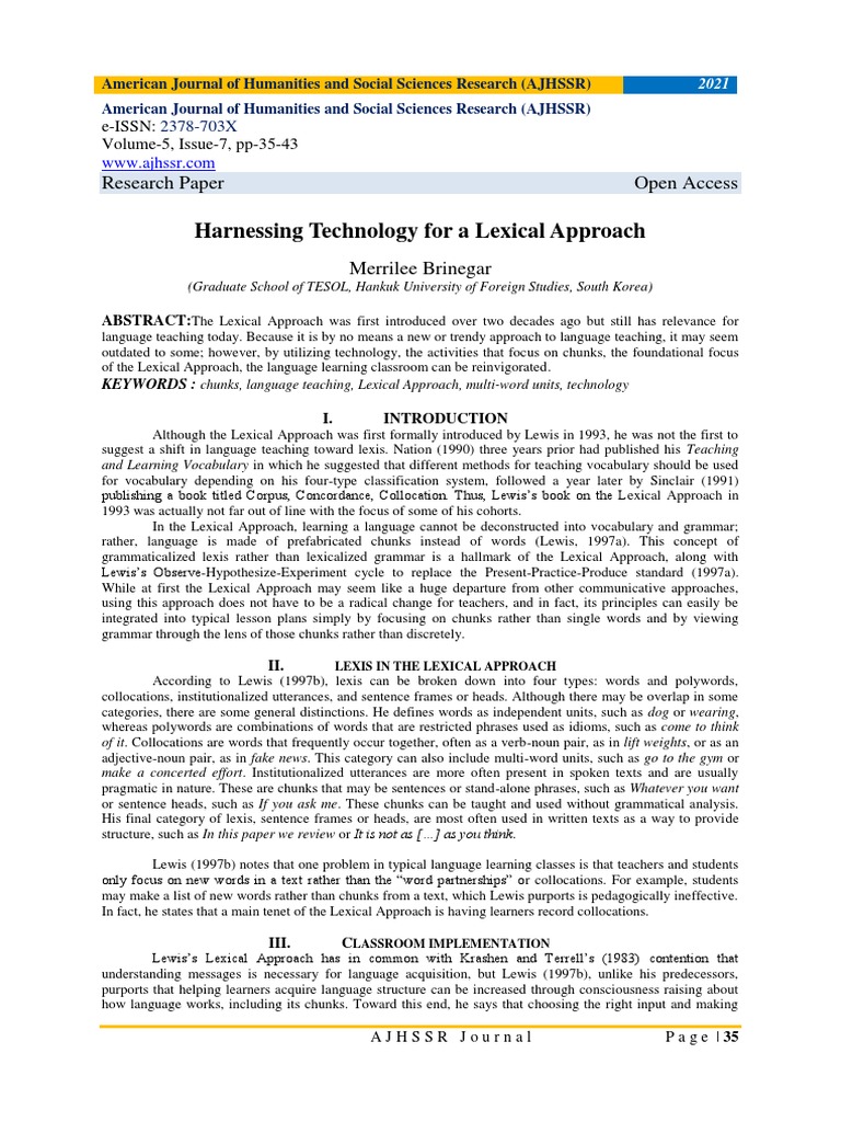 Harnessing Technology For A Lexical Approach | Download Free PDF ...