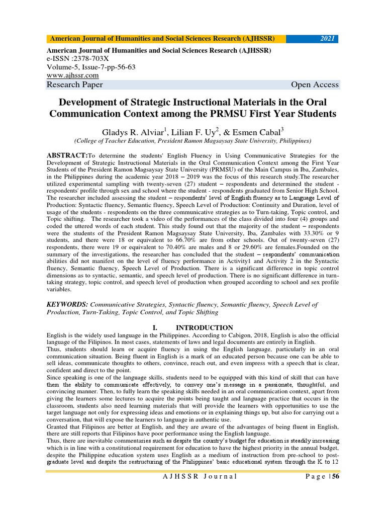 Strategic Instructional Materials for Oral Communication | PDF | Second ...
