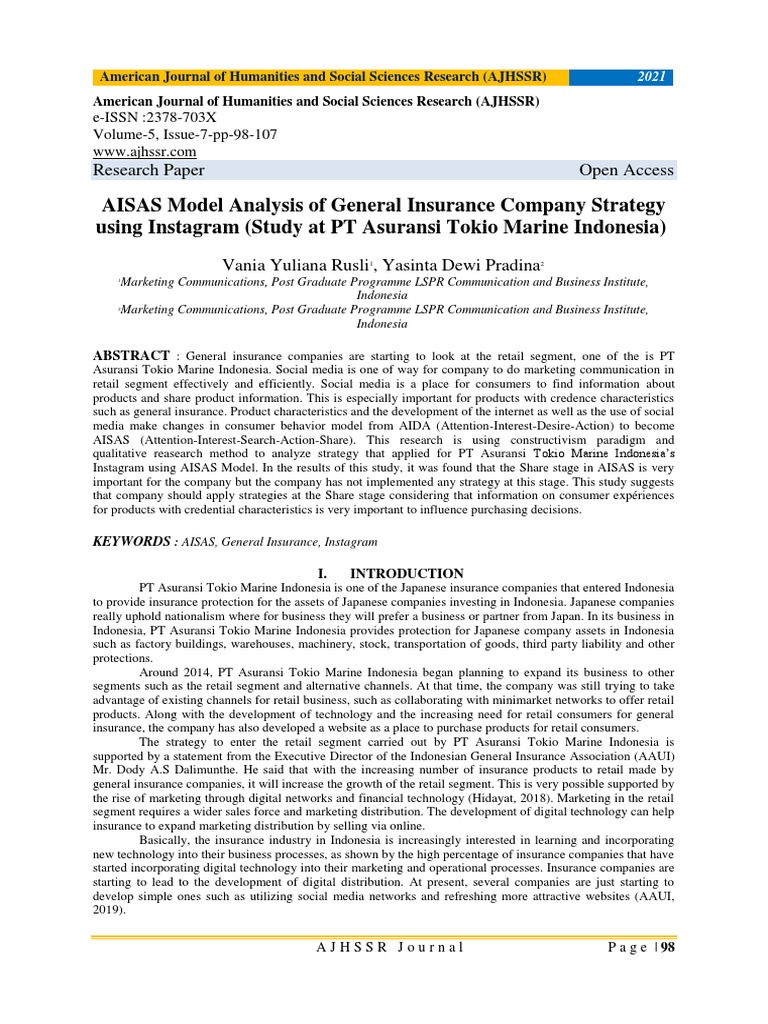 AISAS Model Analysis of General Insurance Company Strategy Using ...