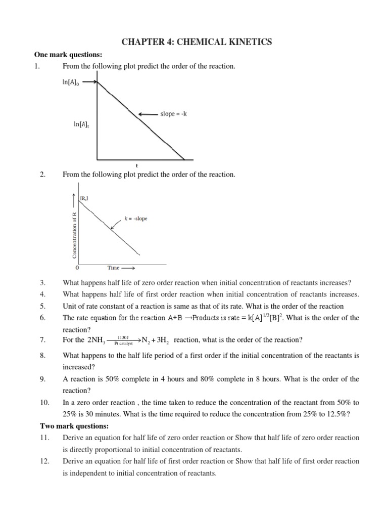 Chemical Kinetics: Key Concepts and Problems | PDF | Reaction Rate ...